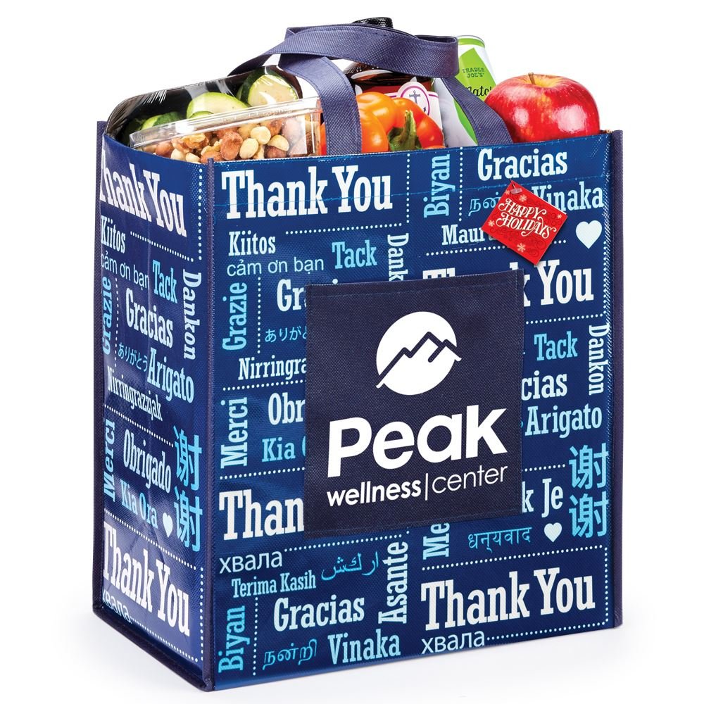 A World Of Thanks/Thank You Word Cloud Laminated Eco-Shopper Tote With ...