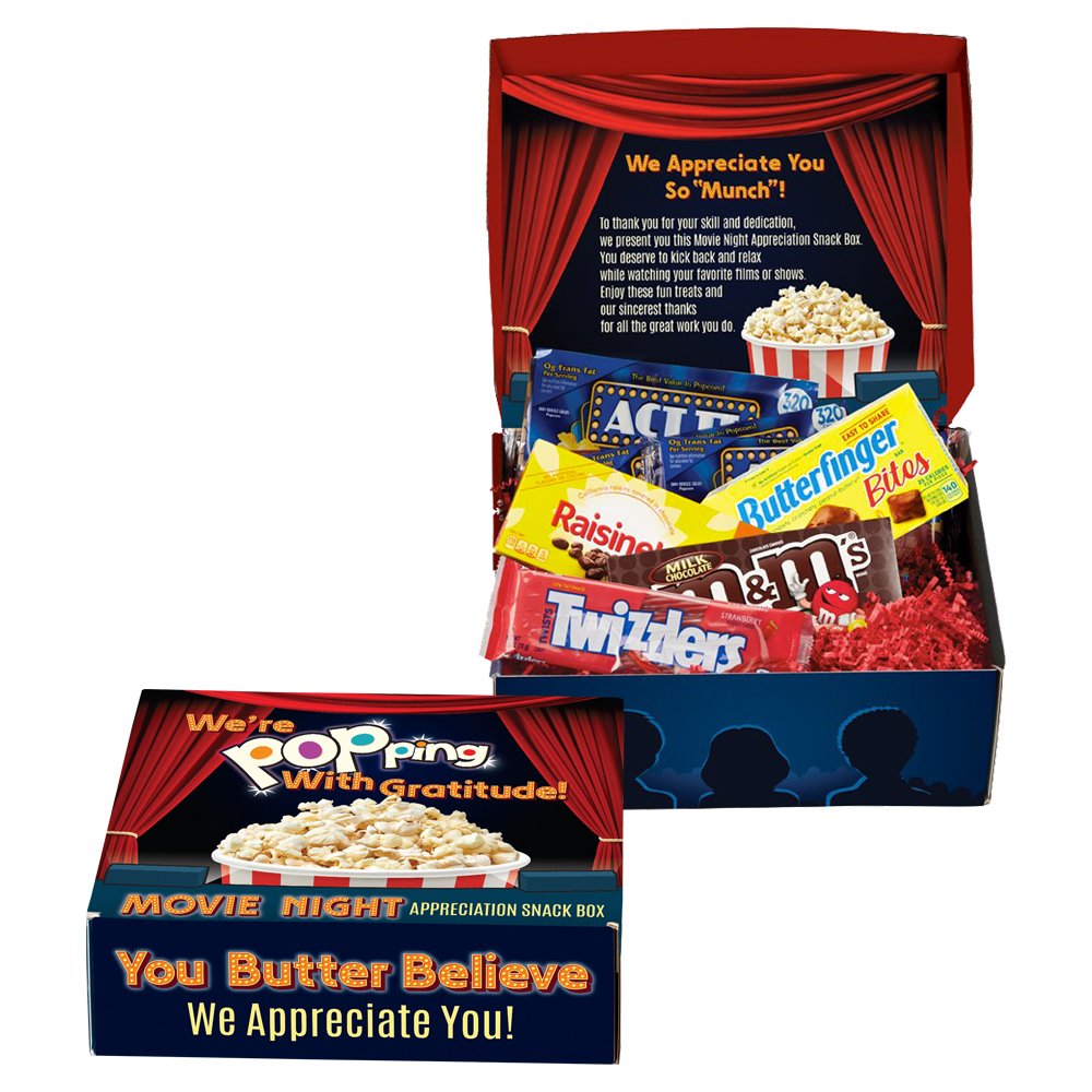 Movie Night Appreciation Snack Box Kit - Card Personalization Available ...