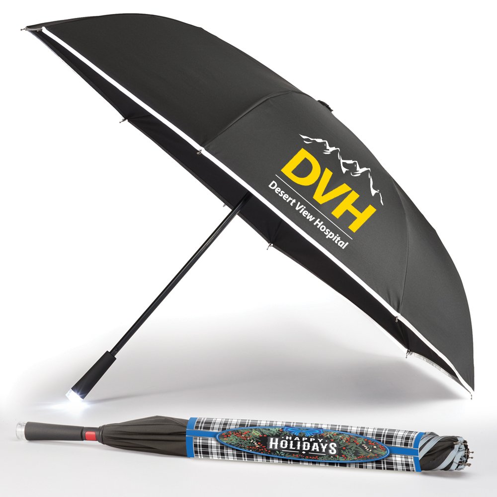 48" Inverted Auto-Open Light-Up Umbrella With Reflective Trim in ...