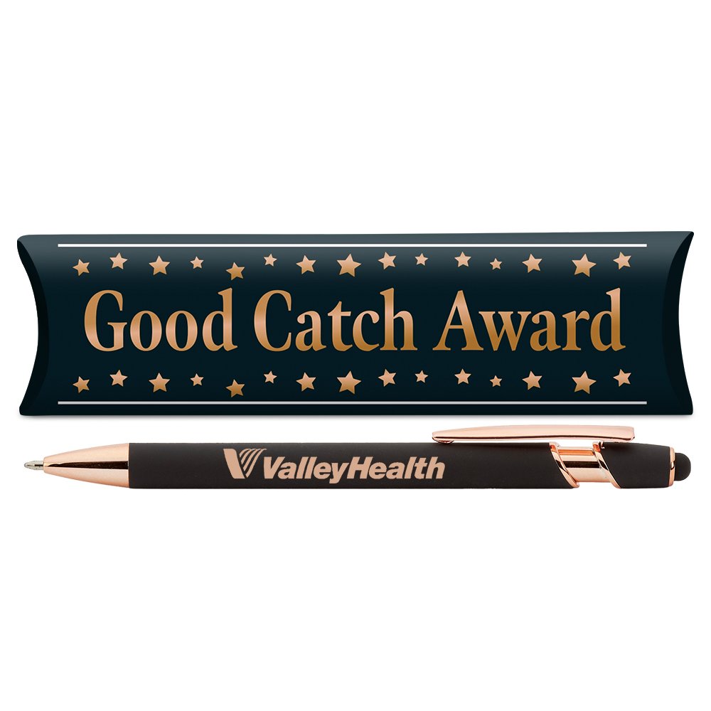 Good Catch Award Black/Rose-Gold Stylus Pen - One-Color Personalization ...