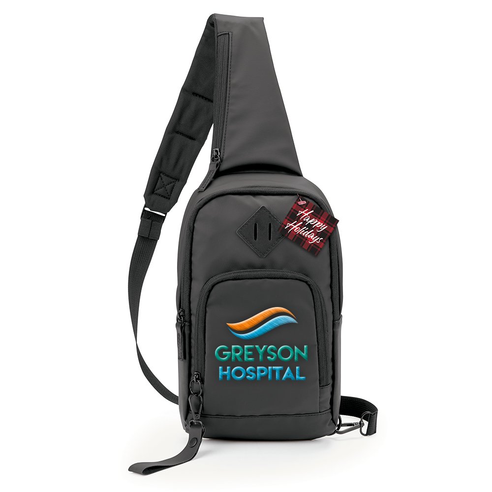 Brooklyn Water-Resistant Sling Bag With Holiday Gift Tag - Embroidered ...