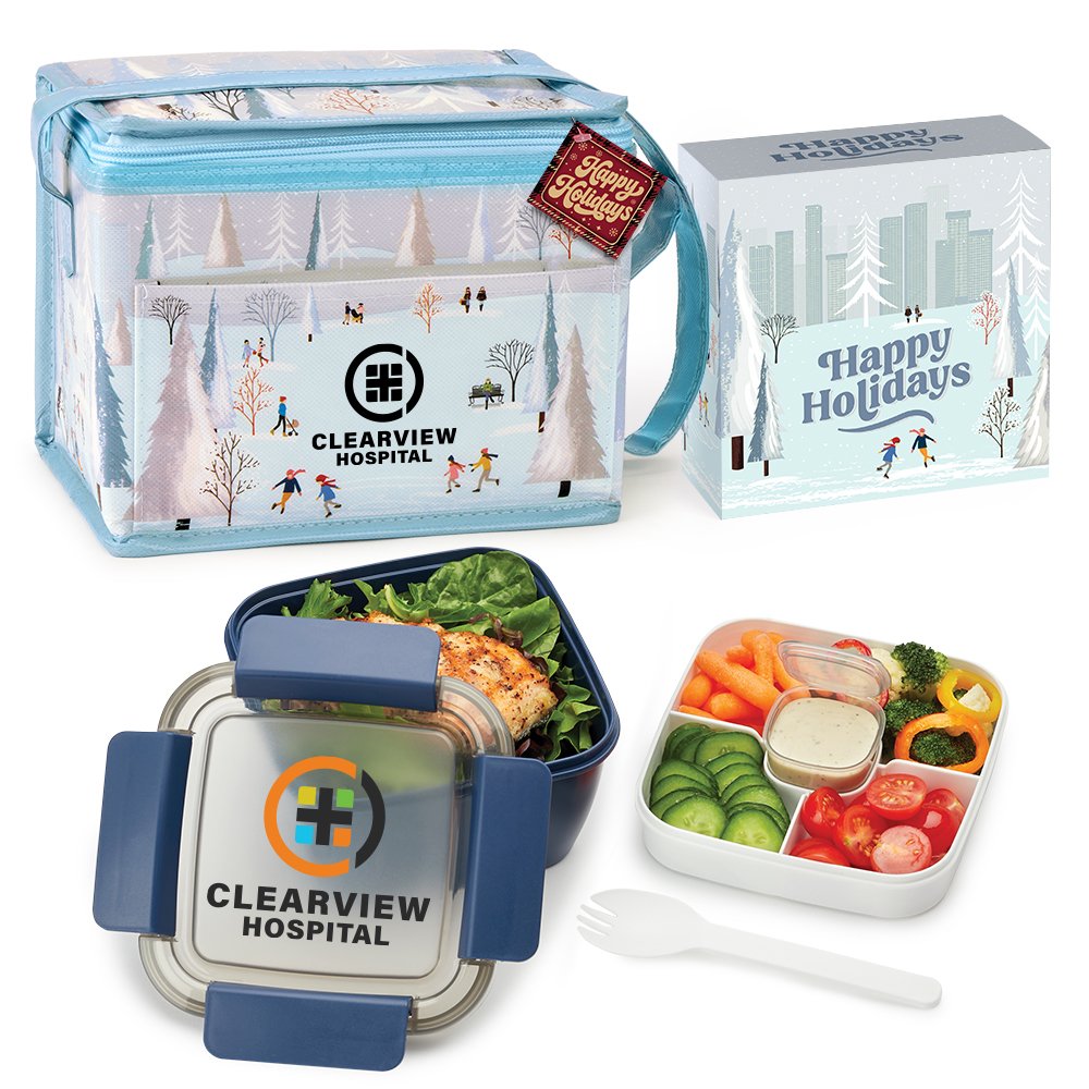 City Scene Cooler/Lunch Bag With Locking Food Container Gift Set With ...