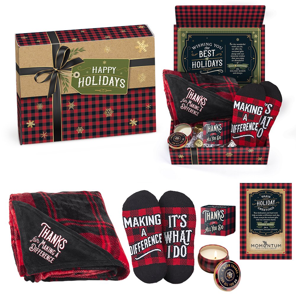 Buffalo Plaid Gift Set in Holiday Gift Box - Card Personalization ...