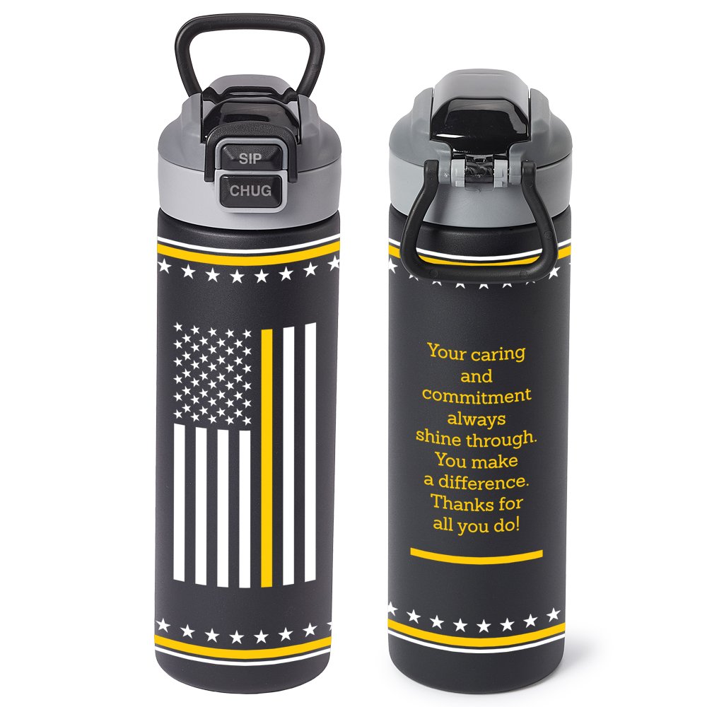 Thin Gold Line HydroSwitch Sip n' Chug Stainless-Steel Water Bottle 25 ...