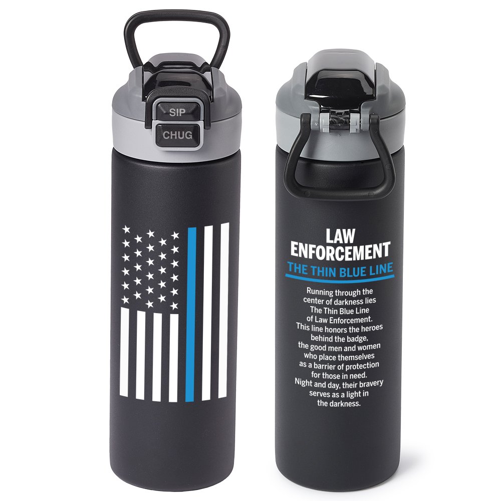 Thin Blue Line HydroSwitch Sip n' Chug Stainless-Steel Water Bottle 25 ...