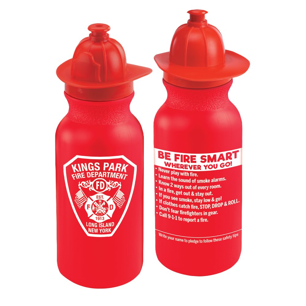 Red Fire Helmet Water Bottle 20 oz. - One-Color Personalization ...