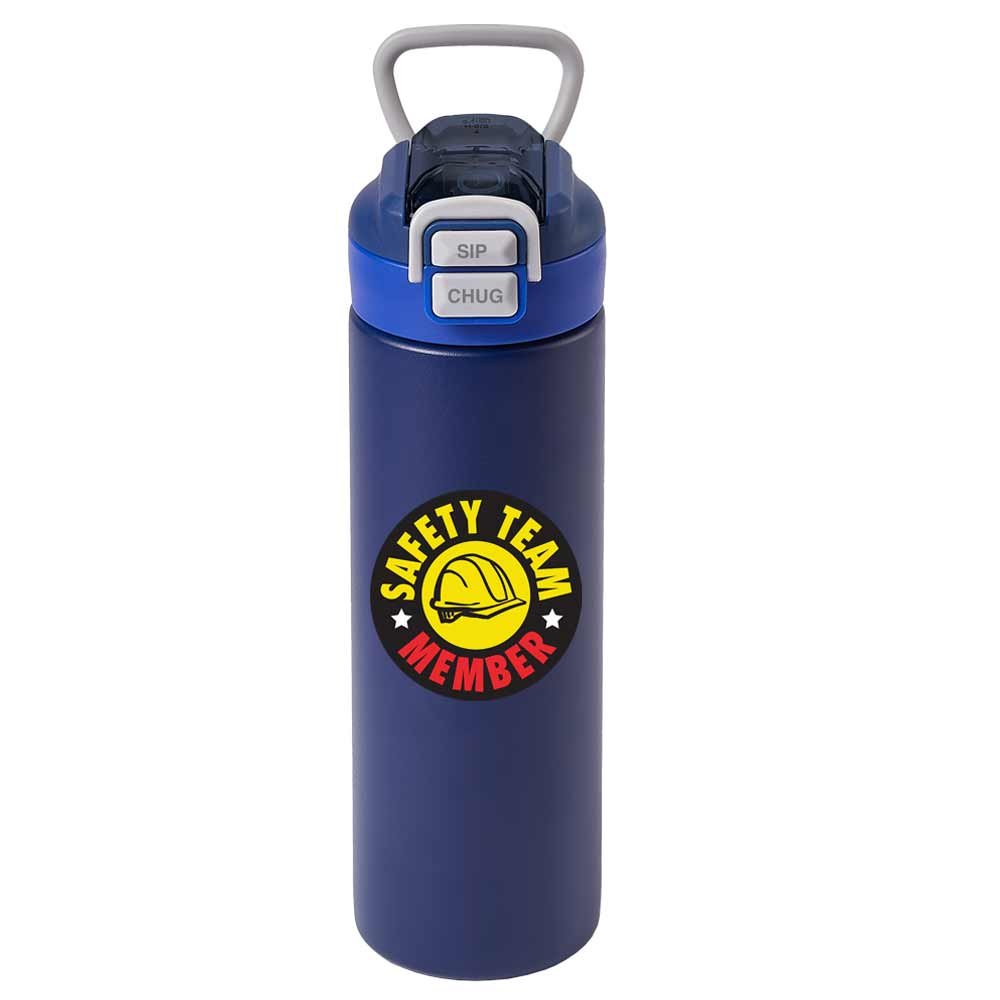 Workplace Safety Navy HydroSwitch Sip n' Chug Stainless-Steel Water ...