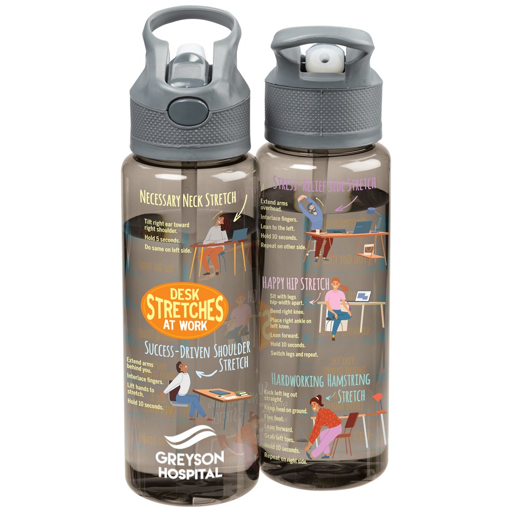 Desk Stretches at Work Wellness Water Bottle 32 oz. - One-Color ...