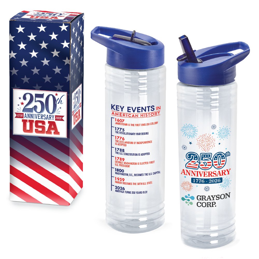 USA 250th Anniversary Fireworks Water Bottle 24 oz. With Key Events on ...