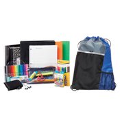 Blue Drawstring Cinch Top Backpack With Deluxe Back-to-School Supply ...