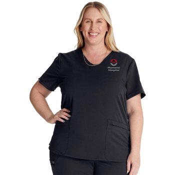Cherokee® Women's Autism Awareness Ribbon Mock Wrap V-Neck Scrubs Top ...