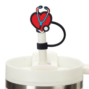 Heart Stethoscope Silicone Straw Topper | Positive Promotions