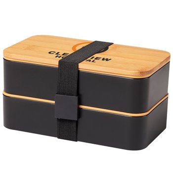Black Eco-Friendly 2-Tier Bamboo/Wheat Bento Box - Personalization ...
