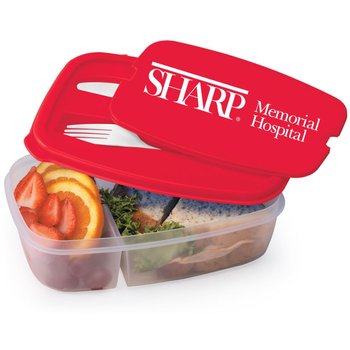 2-Section Food Container With Utensils - Personalization Available