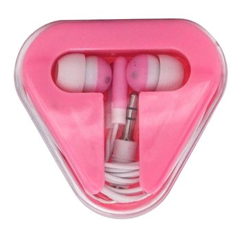White Earbuds In Triangular Case | Positive Promotions