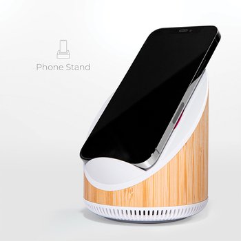 3-in-1 Bamboo Wireless Charger, Bluetooth® Speaker, & Phone Stand ...