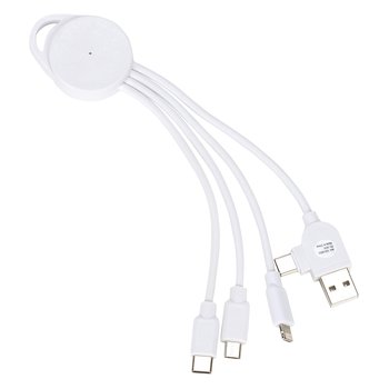 Recycled Plastic & Bamboo 3-in-1 Charging Cable 6" - One-Color ...