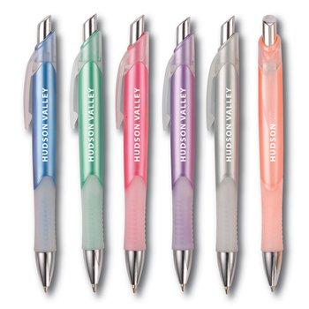 Pearl Pastel Plastic Click Ballpoint Pen With Grip - One-Color ...