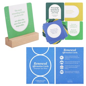 Mental Health Affirmations Cards With Wood Display Stand - Set of 52 ...