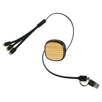 3-in-1 Retractable Bamboo Charging Cables Type C - One-Color ...