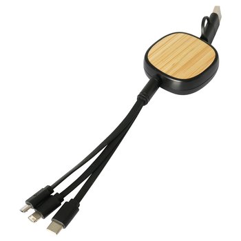 3-in-1 Retractable Bamboo Charging Cables Type C - One-Color ...