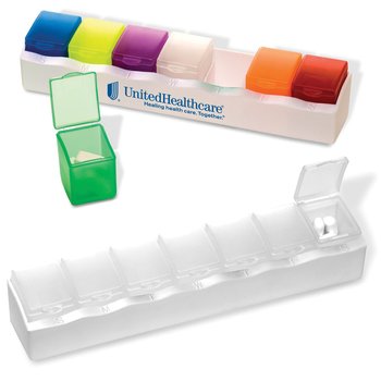 Portable Individual Pill Box With Rainbow Colored Lids ...