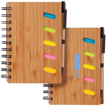 Bamboo Notebook with Pen & Sticky Notes - Laser-Engraved ...