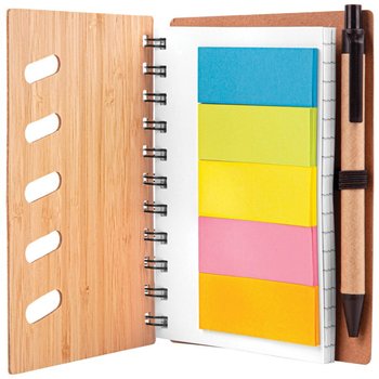Bamboo Notebook with Pen & Sticky Notes - Laser-Engraved ...