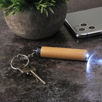 Bamboo LED Light Keychain - Personalization Available | Positive Promotions
