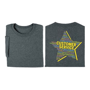 Customer Service Star Word Cloud Positive 2-Sided T-Shirt ...