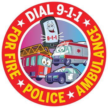 Dial 9-1-1 For Fire, Police, Ambulance Stickers-On-A-Roll - Roll of 200 ...