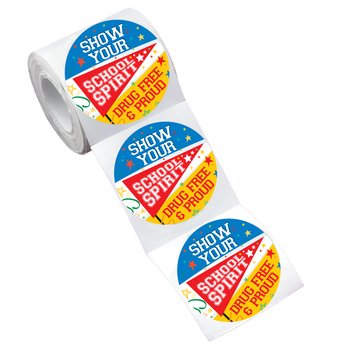 Show Your School Spirit: Drug Free & Proud Theme Day Stickers - Roll of ...