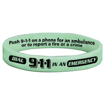 Dial 911 In An Emergency Glow-In-The Dark 2-Sided Silicone Awareness ...