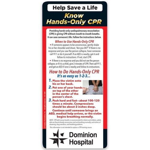 Help Save a Life: Know Hands-Only CPR E-Z 2 Stick Glancer ...