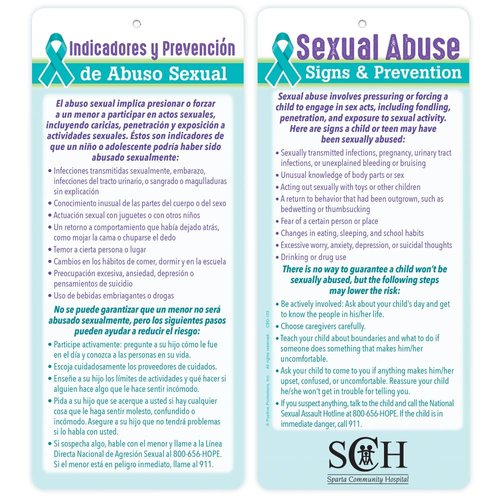 Sexual Abuse Signs & Prevention English/Spanish Glancer ...