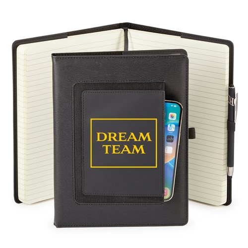 Dream Team Emerson 7 1/2" x 10" Refillable Journal With Phone Pocket ...