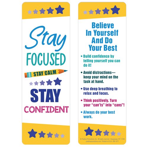 Stay Focused, Stay Calm, Stay Confident Bookmark - Pack of 25 ...