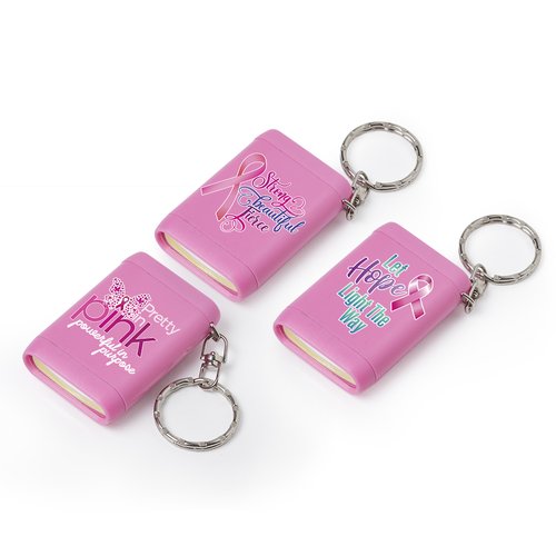 Pink Rectangular Flashlight Key Tag Assortment Pack- 6/pack | Positive Promotions