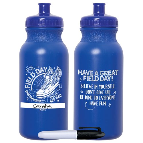 Field Day Sportsmanship Royal Blue Water Bottle With Permanent Marker ...