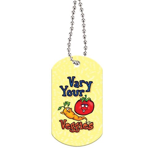 Vary Your Veggies Laminated Dog Tag With 24" Chain | Positive Promotions