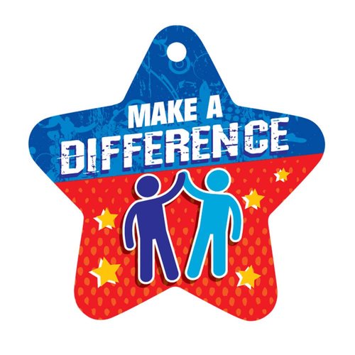 Make A Difference Laminated Award Tag With 4" Chain | Positive Promotions