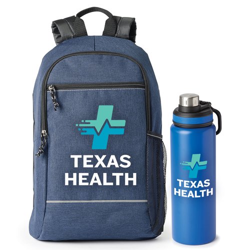 Blue Bayside Backpack & Atlanta Water Bottle Gift Set - Personalization ...