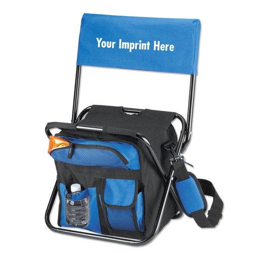 Folding Cooler Chair With Backrest & Mesh Water Bottle Pockets