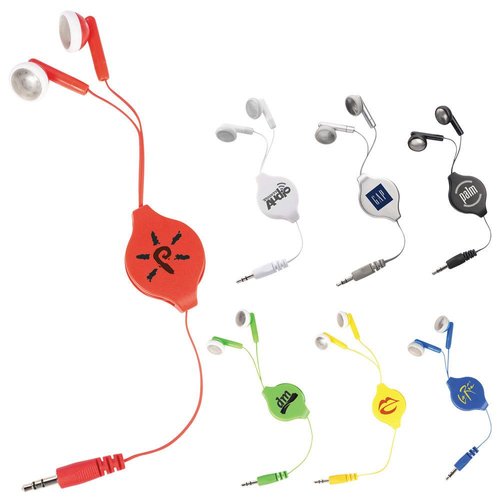 Plastic Retractable Earbuds - Personalization Available | Positive ...