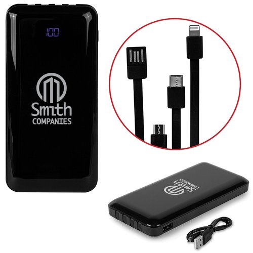 10,000-mAh Power Bank with Digital Display & Built-In Cables ...