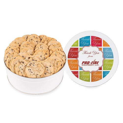 36-Piece Chocolate Chip Cookies in Tin - Full-Color Personalization ...