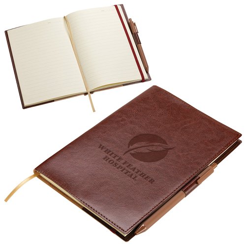 Leatherette Refillable Journal With Pen - Debossed Personalization ...