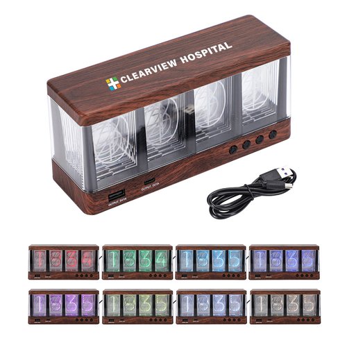 Retro Woodgrain Analog-Like Clock With Multi-Color LED Display Type C ...