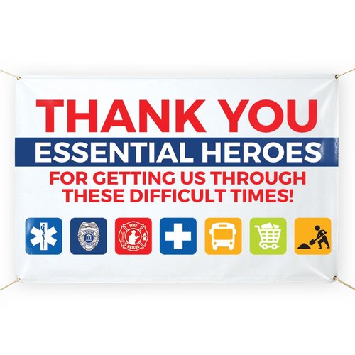 Thank You Essential Heroes 5' x 3' Vinyl Banner | Positive Promotions