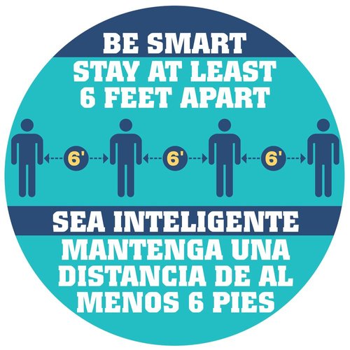 Be Smart - Stay At Least 6 Feet Apart Eng/Spanish 18" Indoor Floor ...